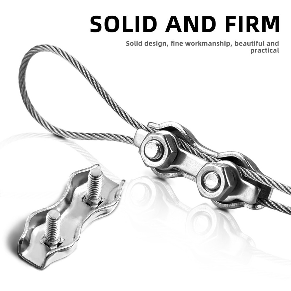 Stainless Steel Cable Fasteners Grips Clip Kits Duplex Bolt Clamp | eBay