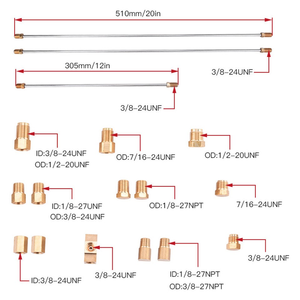 Brake Line and Fittings Install Assembly Kit For Front Line Lock Roll ...