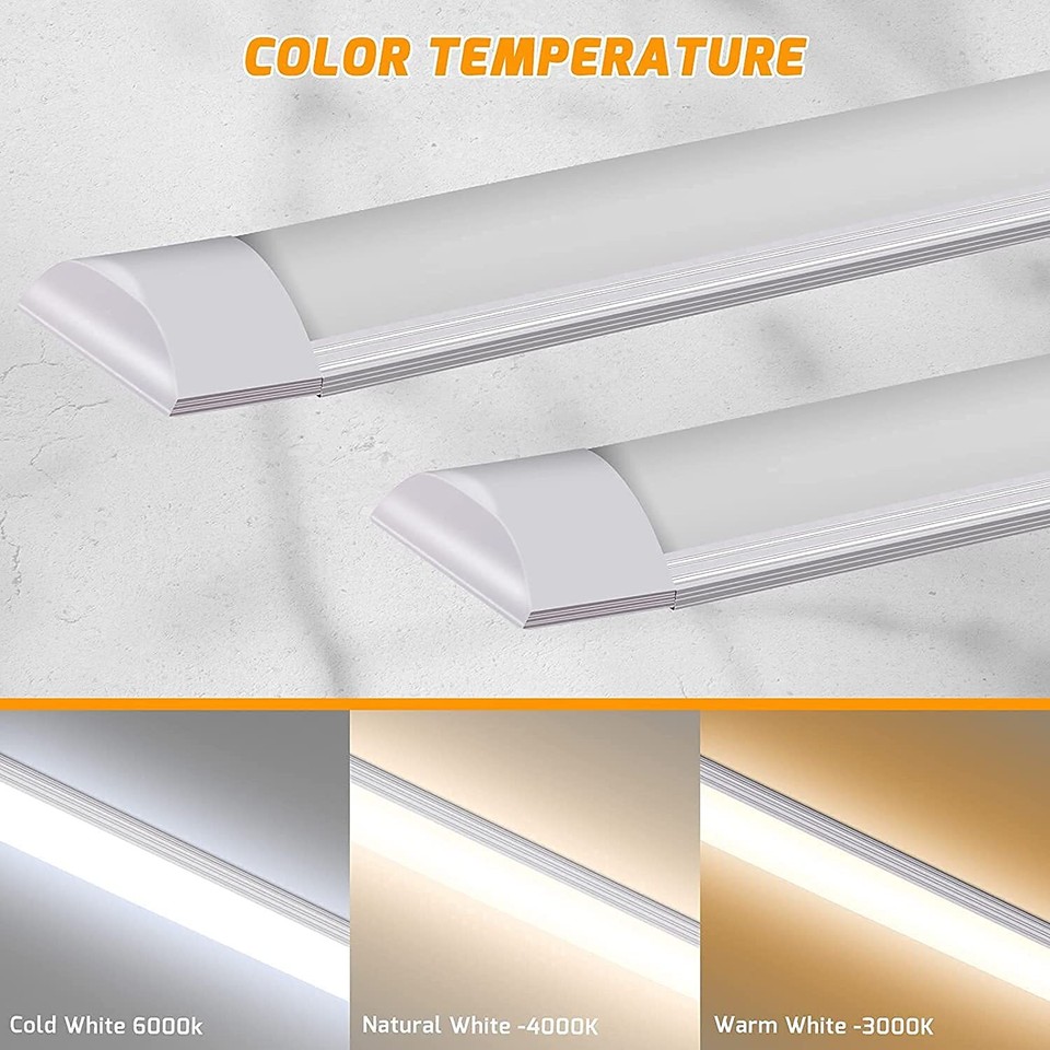 Bright LED Batten Light Fluorescent Ceiling Tube Light 6500K 54W 2FT ...