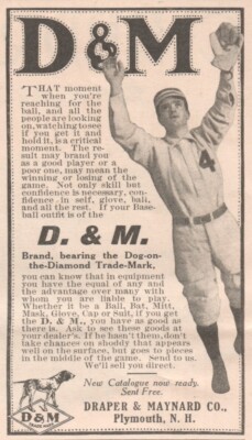 Baseball Player D & M Draper & Maynard Plymouth NH 1908 Antique Print ...