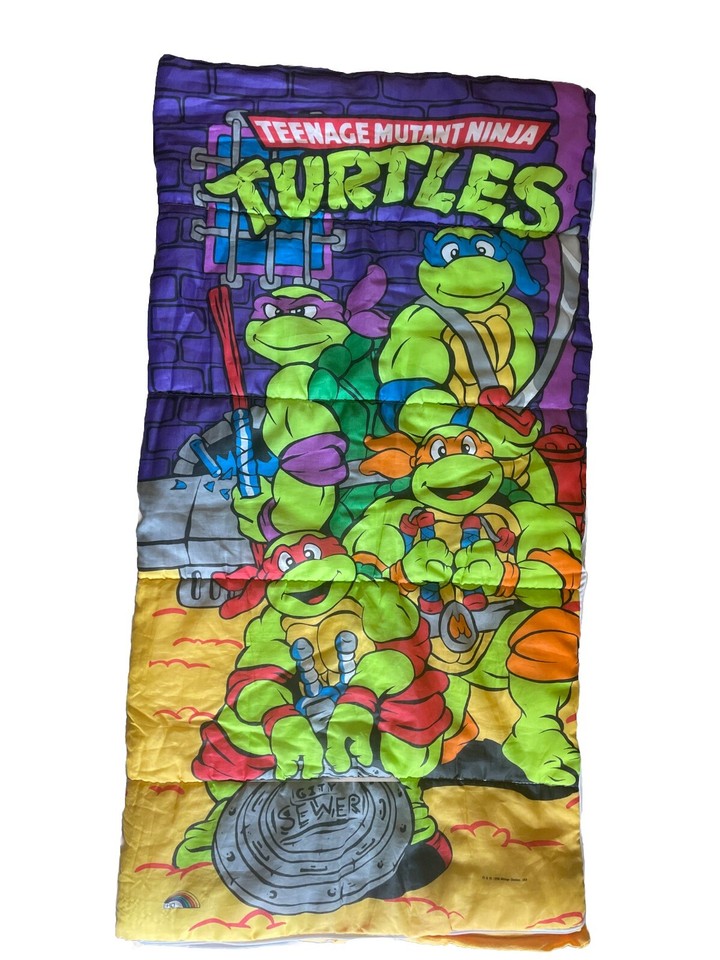 VINTAGE Teenage Mutant Ninja Turtles Sleeping Bag TMNT Fleece Lined ...