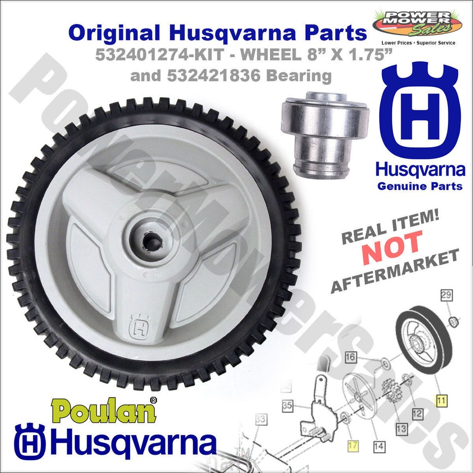 532401274 Husqvarna Wheel (8 X 1.75 ) & Bearing Kit for Mowers ...