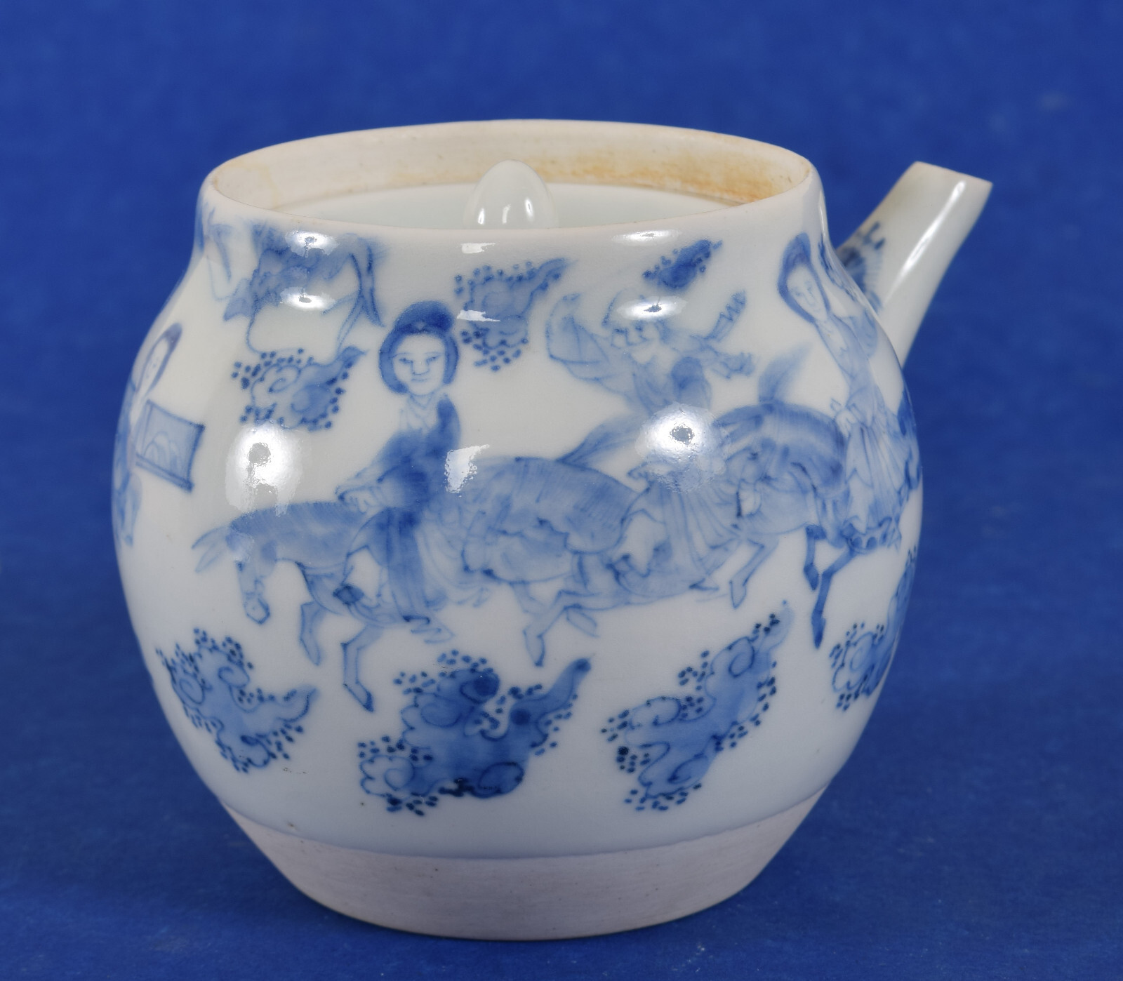 Japanese Edo Period Blue White Arita Porcelain Kyusu Side Handle Teapot ...