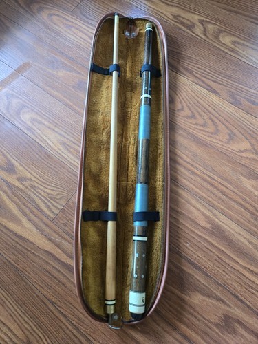 Vintage Pool Cue Stick 2 Piece w/ Heavy Leather Travel Case | eBay