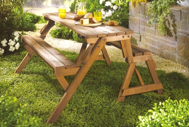 Bluebird Interchangeable Picnic Table Garden Bench Wood Outdoor Patio ...