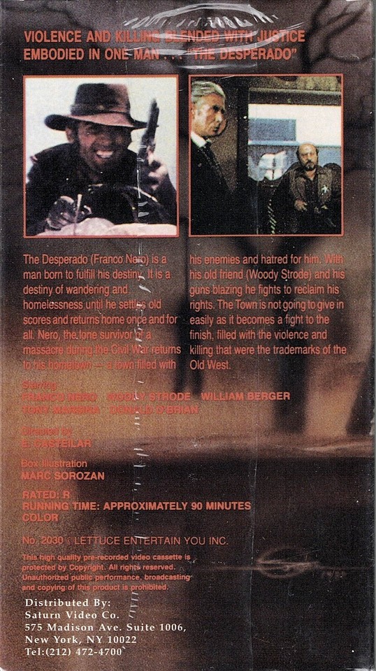 Spaghetti Western on VHS DESPERADO, aka KEOMA... THE VIOLENT BREED w/Franco Nero | eBay