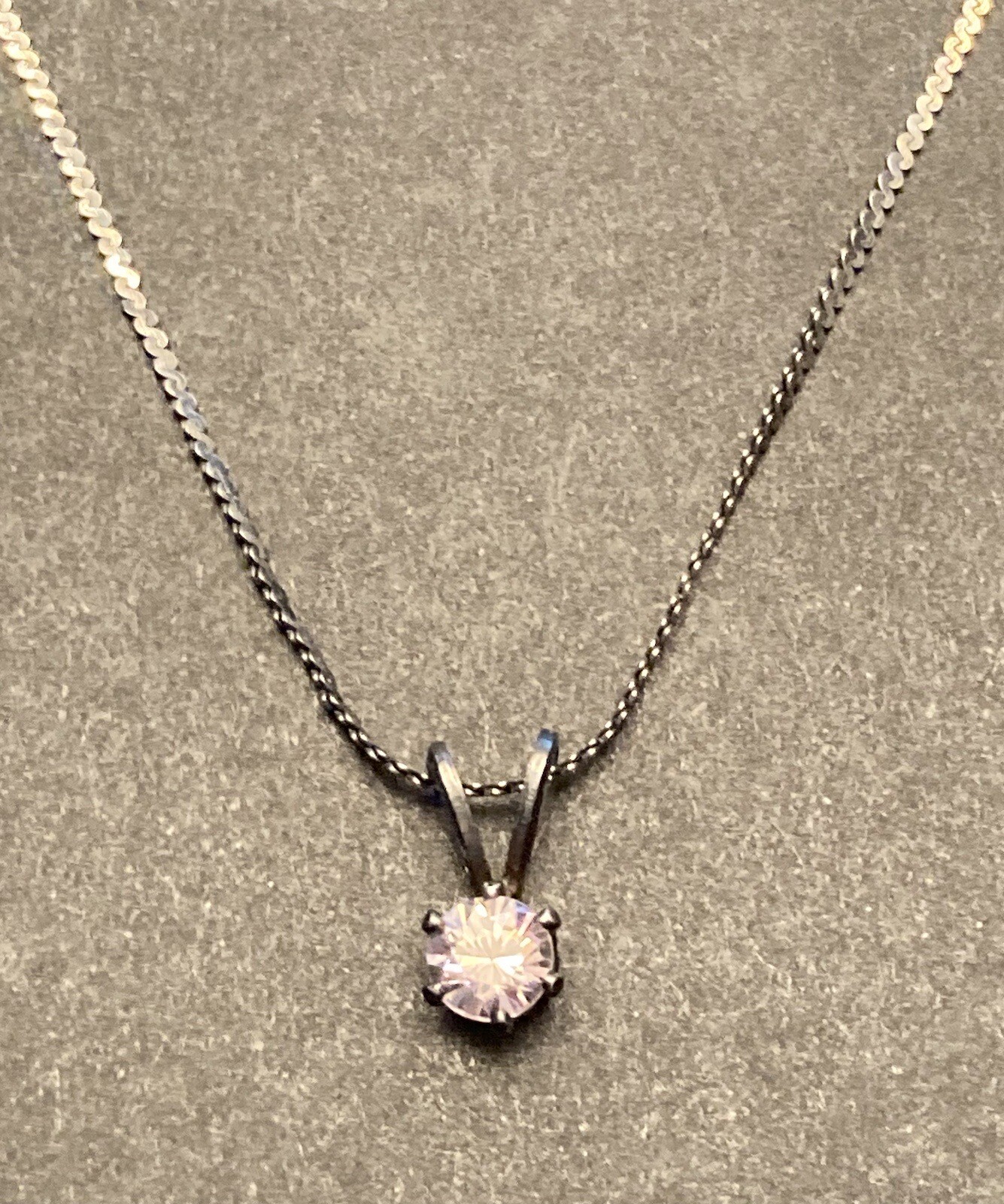 925/IBB Silver Pink Rhinestone Pendant Charm Necklace 15” | eBay