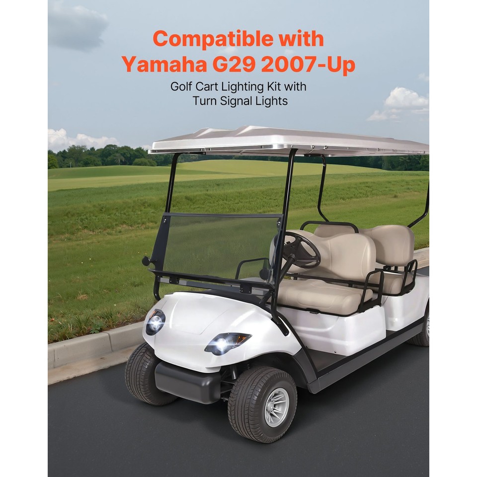 12V Golf Cart LED Headlight Tail Light Kit Legal Street For Yamaha G29 ...
