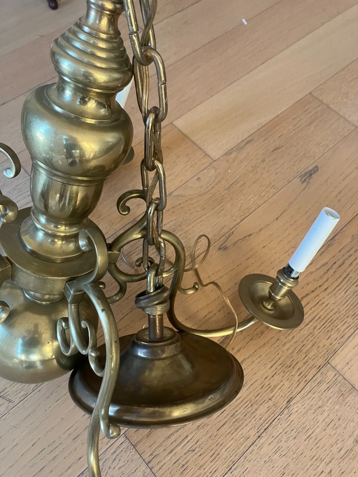 Traditional 5 Arm Brass Chandelier Large In Good Working Order and ...