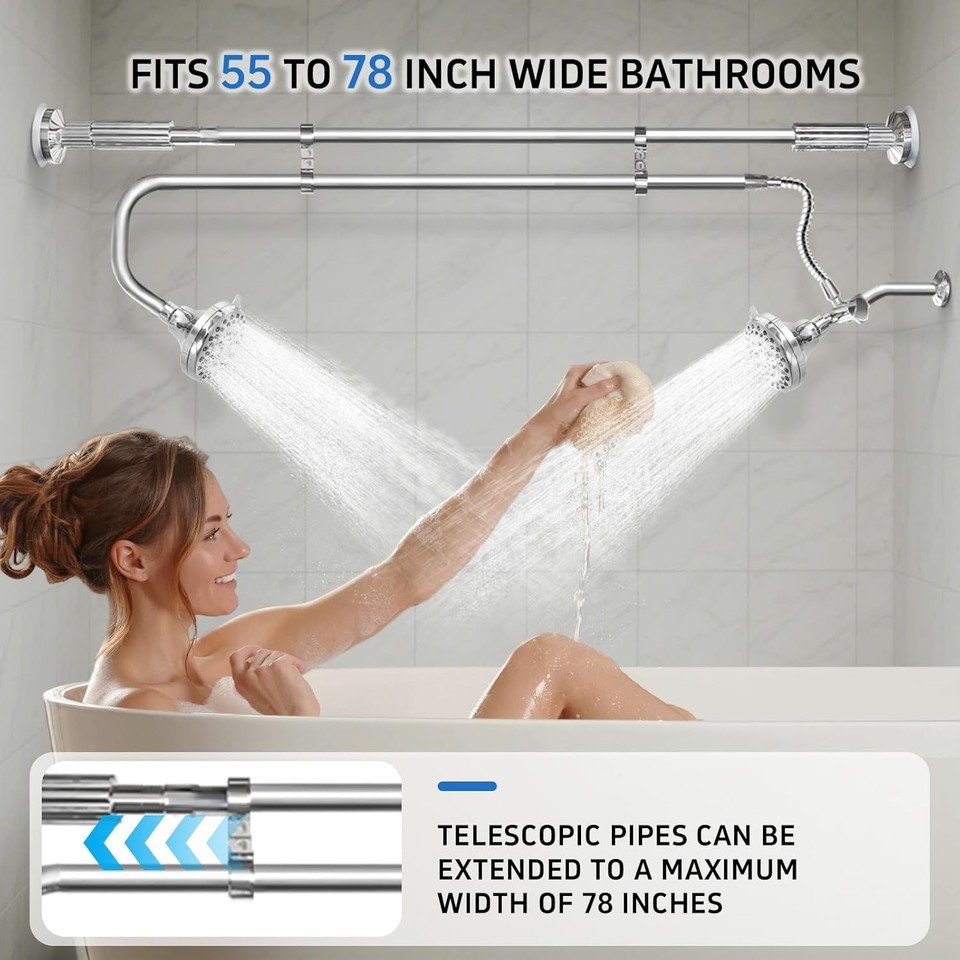 Tandem Shower Heads, Double Shower Head for Couples, Dual Shower Head ...