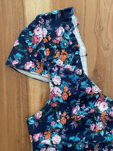 Lily Whyt Dark Blue Rose Floral Stretch Coquette Twee Cottagecore Dress ...