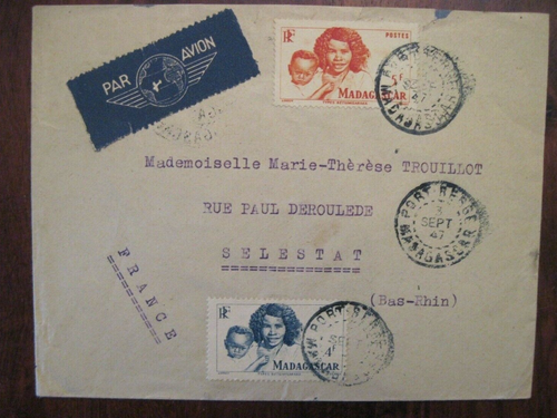 Madagascar Port Bergé 1947 France SELESTAT cover Air Mail | eBay