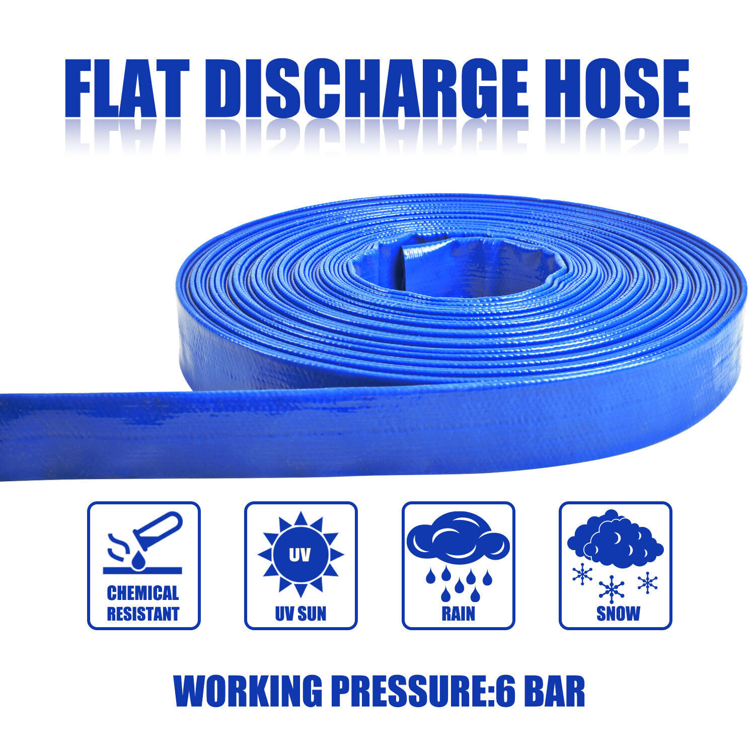 PVC Layflat Hose Pipes Water Delivery Discharge Irrigation Lay Flat 6 ...