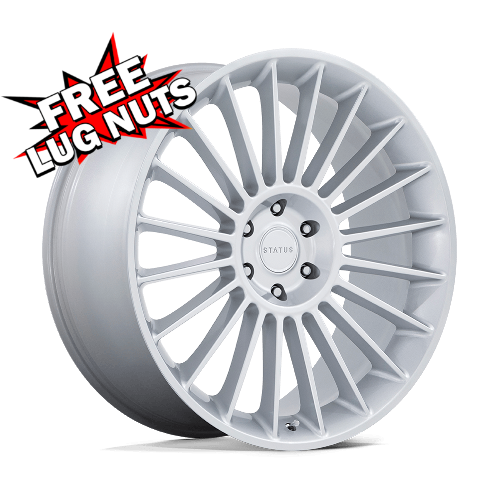 22 inch 22x9.5 Status VENTI GLOSS SILVER wheels rims 6x5.5 6x139.7 +25 ...