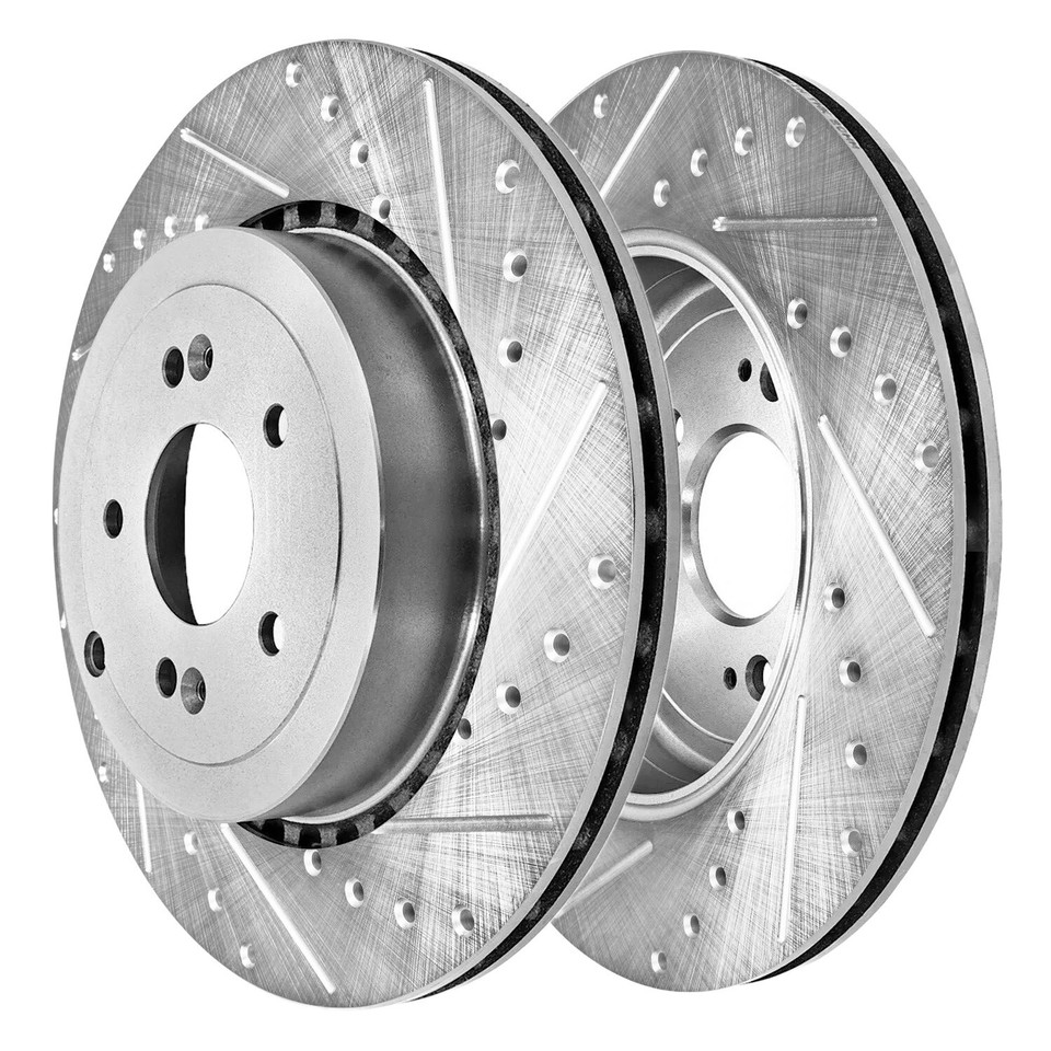 Front Rear Drilled Slotted Disc Brake Rotors Kit fit for Kia Stinger ...