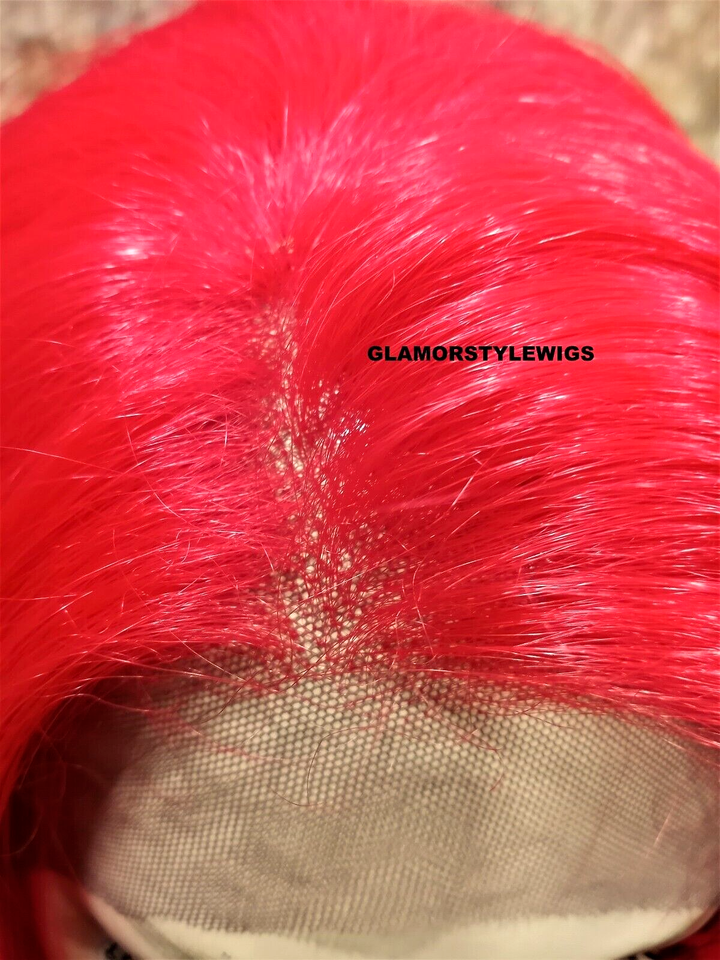 LACE FRONT FULL WIG LONG WAVY LAYERED SIDE PART VIVID RED HEAT OK NWT ...
