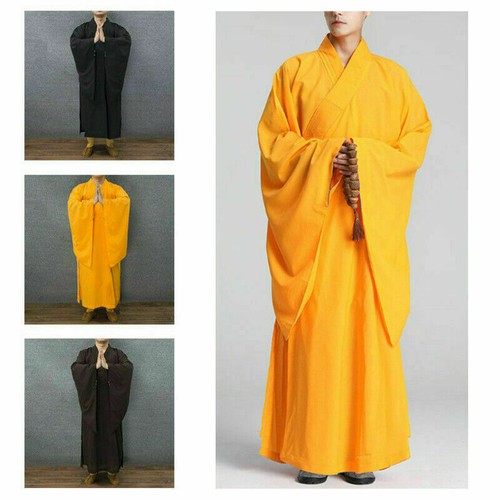 Men Buddhist Monk Dress Robe Shaolin Gown Frock Long Meditation Casual ...