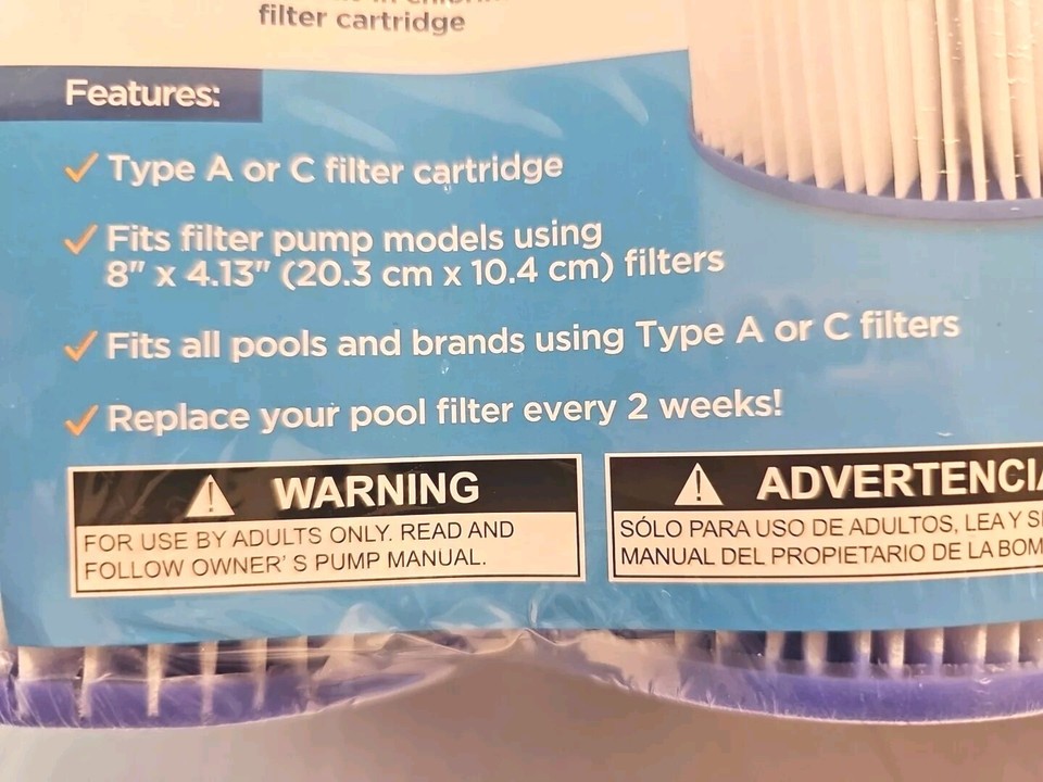 Summer Waves Universal Pool Filter Cartridge Replacement Type A or C 3 ...