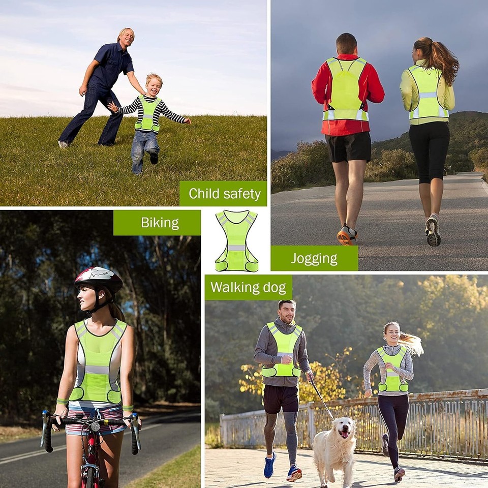 Reflective Running Vest, High Visibility Running Gear with Large Pocket ...