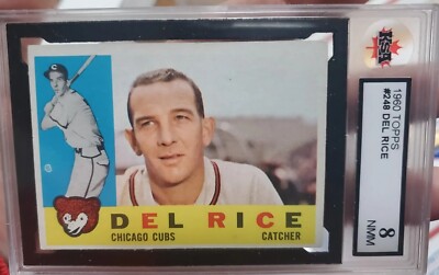 KSA 8 NMM 1960 Topps Chicago Cubs Del Rice Card #248 Baseball Slabbed ...