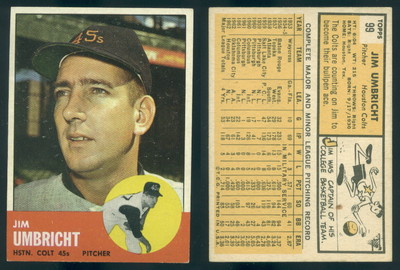 (42856) 1963 Topps 99 Jim Umbricht Colts-EM | eBay