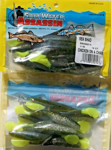 20 SALTWATER BASS ASSASSIN 4" CHICKEN-ON-A-CHAIN SEA SHAD | eBay