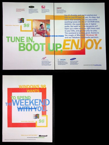 Microsoft Windows 98 PC Computer OS 1998 Trade Print Magazine Ad Poster ...