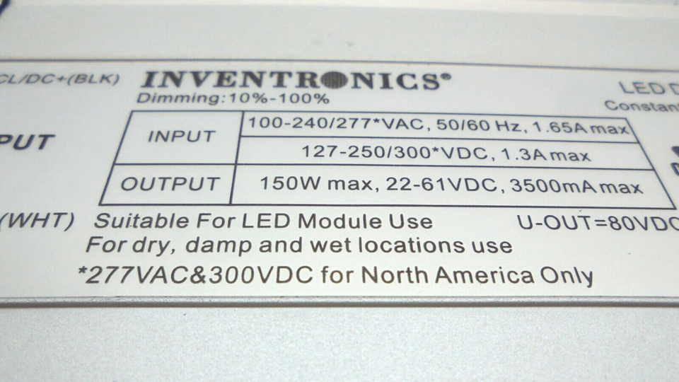 EUK-150S350DT Inventronics Constant-Current LED Driver 150W DIMMABLE ...