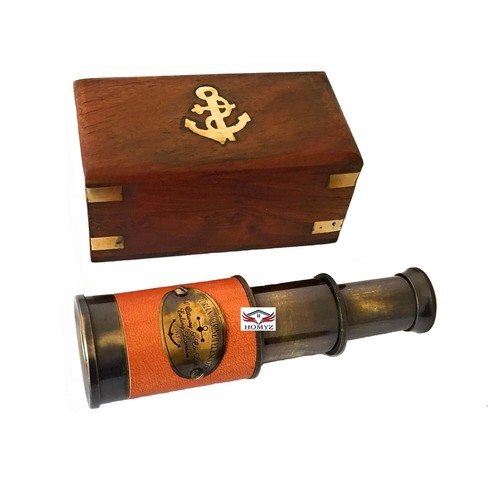 6' Brass Telescope Handheld Mini Foldable Telescope with Wooden Anchor ...