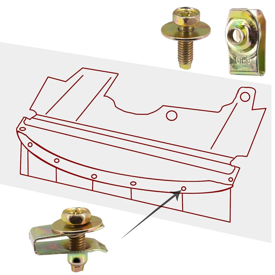 Engine Under Cover Splash Shield Guard Body Bolts & U-Nuts for Auto ...