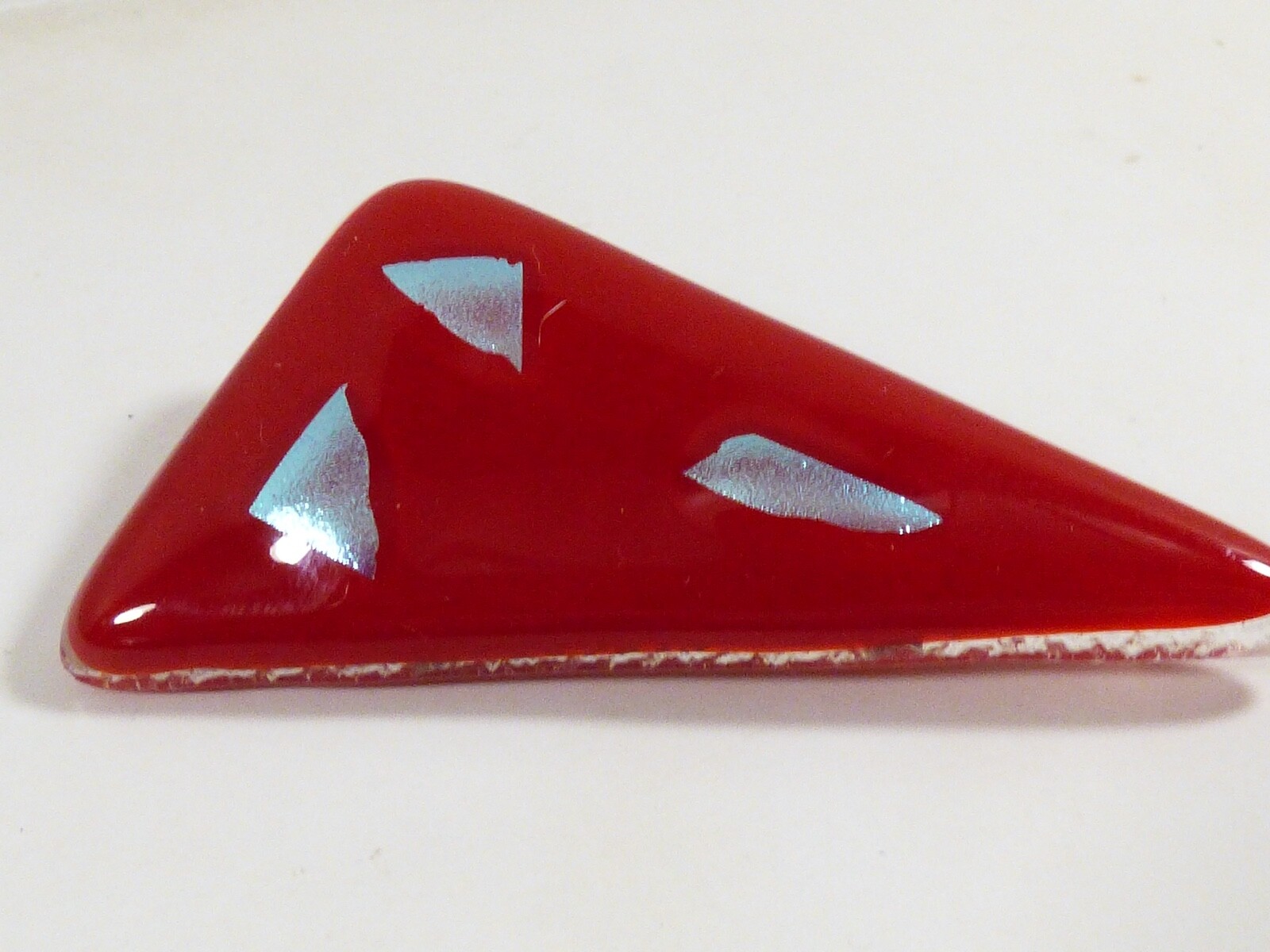 VTG Mid Century Red & Iridescent Art Glass Triangle shape Pin Brooch | eBay