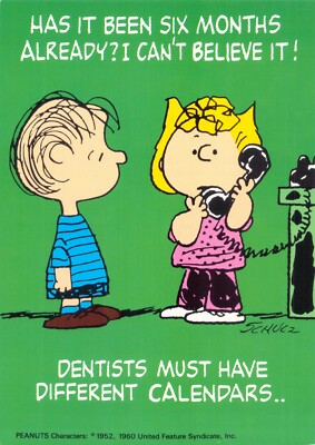 1960 Linus Sally Brown Peanuts Dentist Reminder Artist Signed Schulz ...