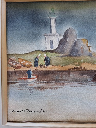 Painting Seascape Boat 'Port de Lesconil' Finistère 1970 by Andre ...