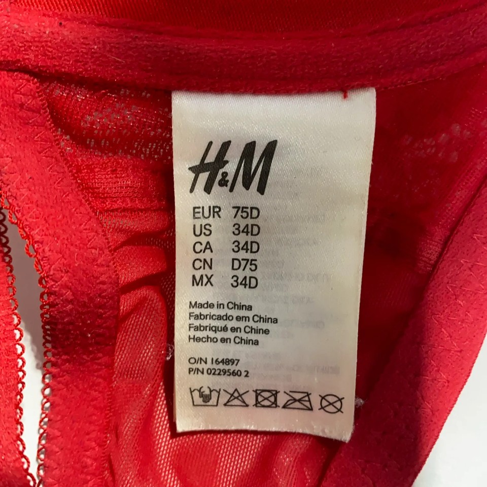 H&M, BH, Größe: 75D, Rot, Elasthan/Polyamid/Polyester, Einfarbig ...