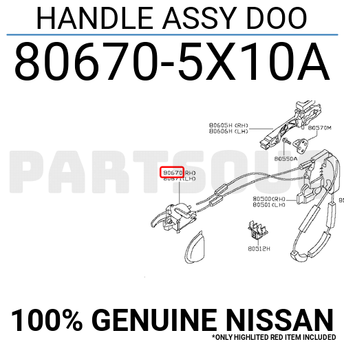 806705X10A Genuine Nissan HANDLE ASSY DOO 80670-5X10A | eBay