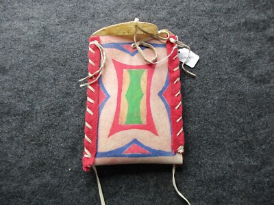 NATIVE AMERICAN PARFLECHE BAG, INDIAN RAWHIDE PAINTED DOCUMENT POUCH ...