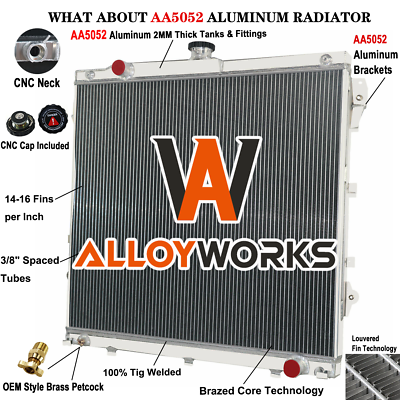 3 Row Aluminum Radiator For 2007-2014 Toyota Sequoia Tundra 4.6L 5.7L ...
