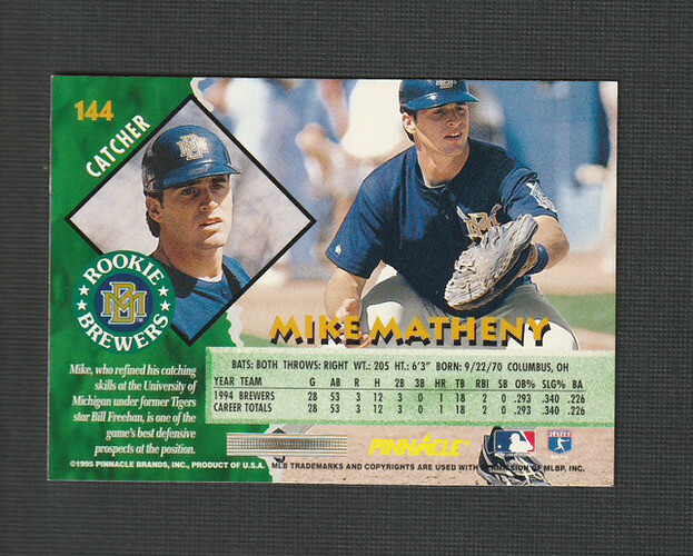 1995 Pinnacle - #144 Mike Matheny for sale online | eBay