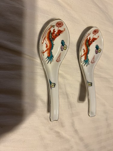 Vintage Handpainted Dragon Chinese Soup Spoons | eBay