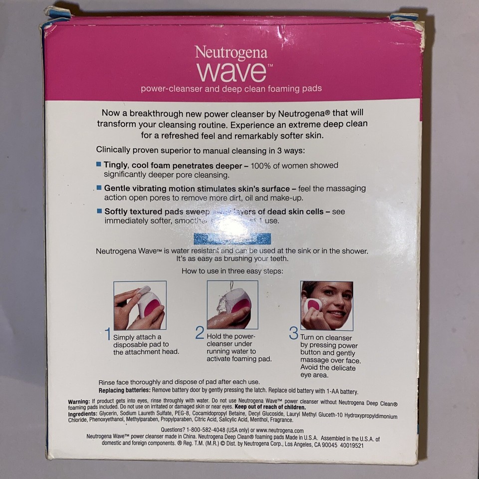 Neutrogena Wave Power-Cleanser Deep Clean Foaming Pads Rare Hard To ...