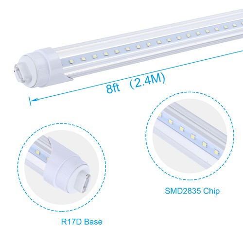 8' 2 Pin LED Tube Light, Rotatable R17D/HO 8FT F96T12 T8 Fluorescent ...