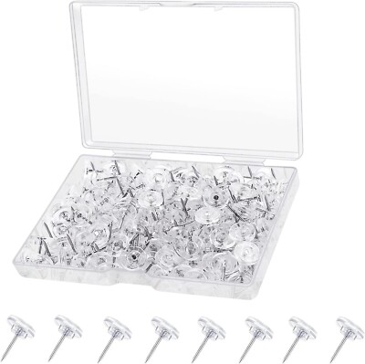 150 Pcs Transparent Drawing Pins,Pins for Pinboard,Plastic Head Steel ...