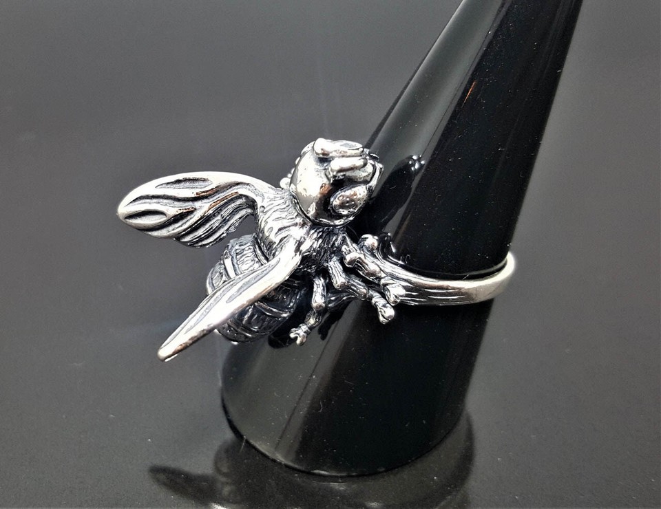 STERLING SILVER 925 Bee Ring Bumble Bee Honey Bee Apiary Jewelry Good ...