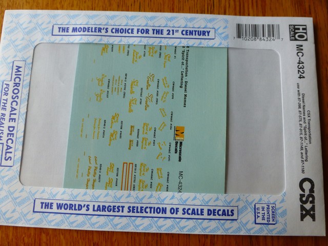 Microscale Decal HO CSX Transportation Diesel Names and Spirit of ...