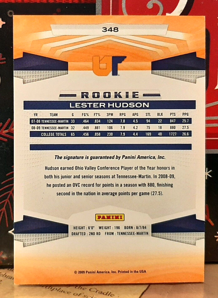 LESTER HUDSON AUTO ~ 2009-10 PANINI / ROOKIE AUTOGRAPHS #348 ~ CELTICS ...