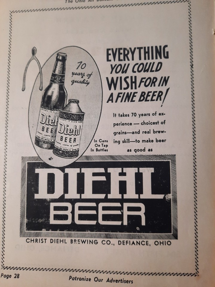 Rare! ..1950 Vintage Original Print Beer Ad Diehl Beer Defiance Ohio | eBay