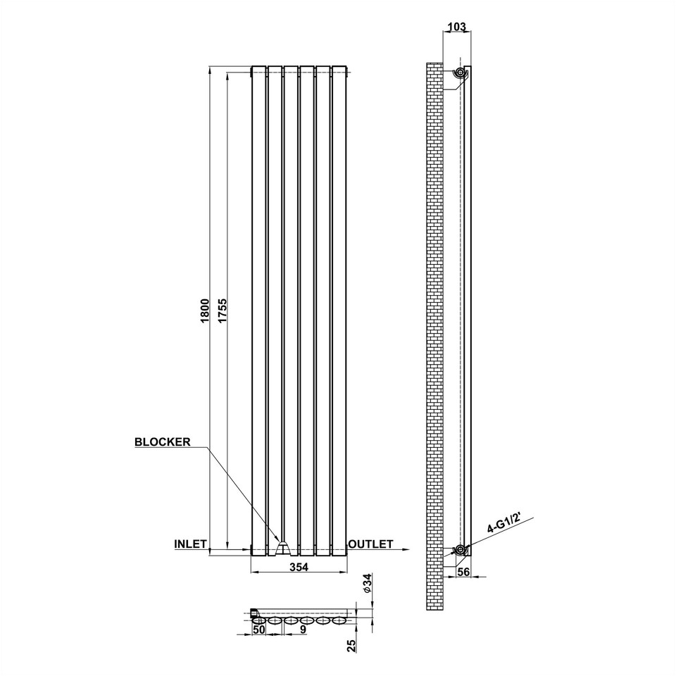 Vertical Horizontal Central Heating Radiator Traditional Oval Column ...