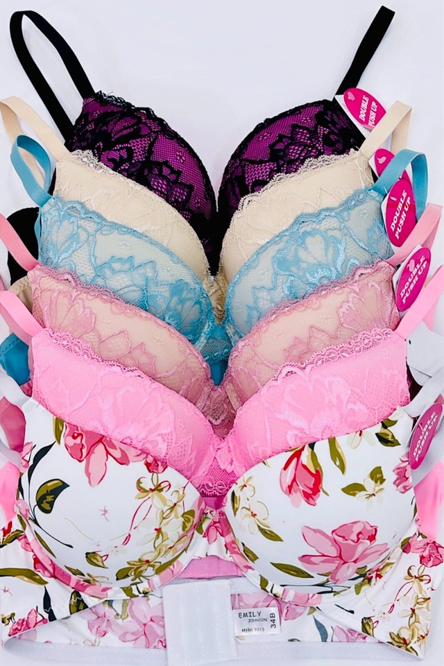 3/6 Women Bras extreme Push up Max Lift Lace Bra Add 2 cup size 1724 ...