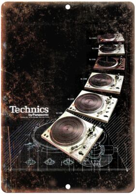 Technics Turntable SL DJ Ghetto Blaster Vintage Reproduction Metal Sign ...