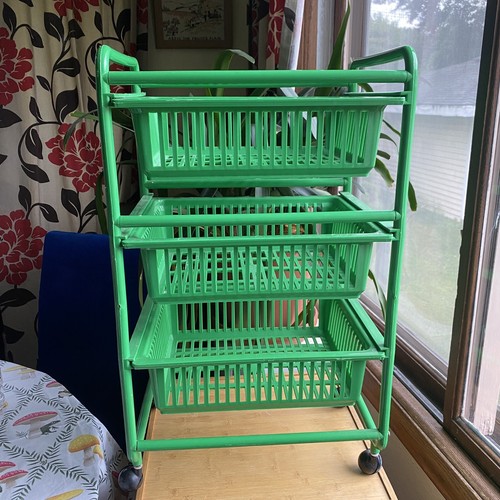 Ingrid Ltd Chicago MCM 1970/80s 3 Tiered Green Storage Bins Rolling ...